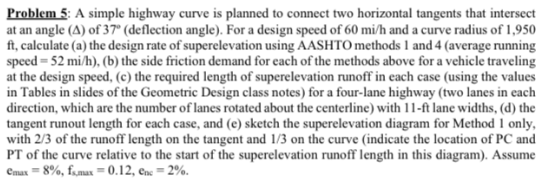 Solved Problem 5: A simple highway curve is planned to | Chegg.com