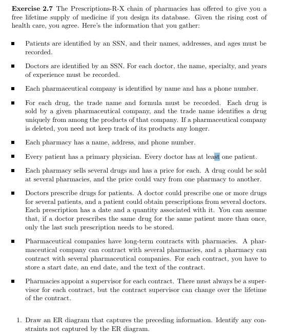 Solved Exercise 2.7 ﻿The Prescriptions-R-X chain of | Chegg.com