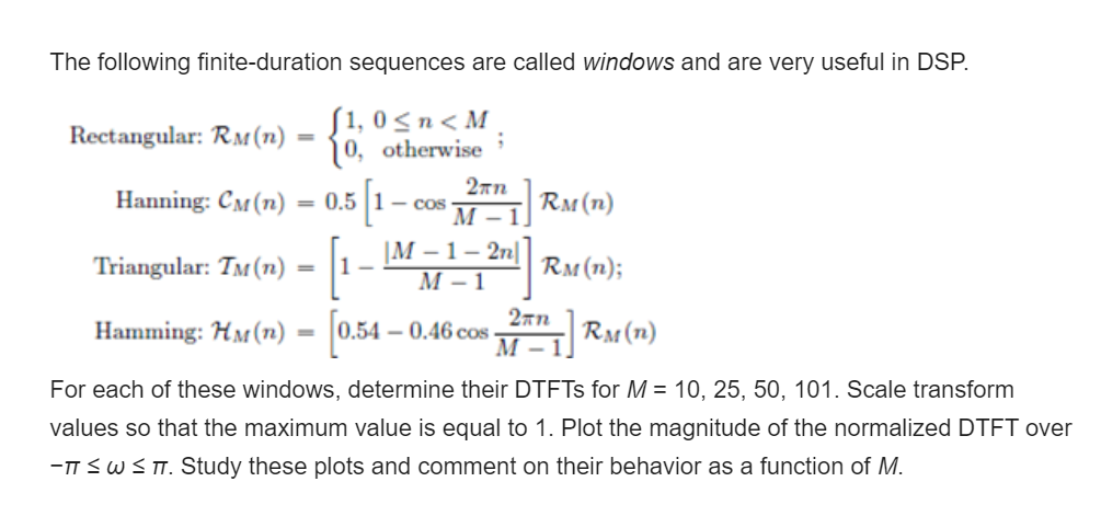 Solved The following finite-duration sequences are called | Chegg.com