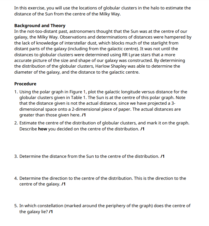 Solved Tahle 1: Glohular Clucter DataIn this exercise, you | Chegg.com