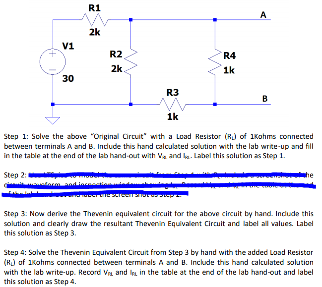 Solved A R1 M 2k V1 R2 2k R4 1k 30 R3 B 1k Step 1: Solve the | Chegg.com