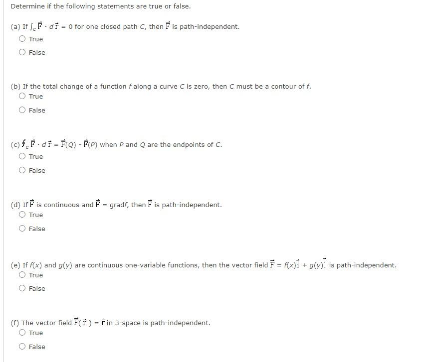Solved Determine if the following statements are true or | Chegg.com