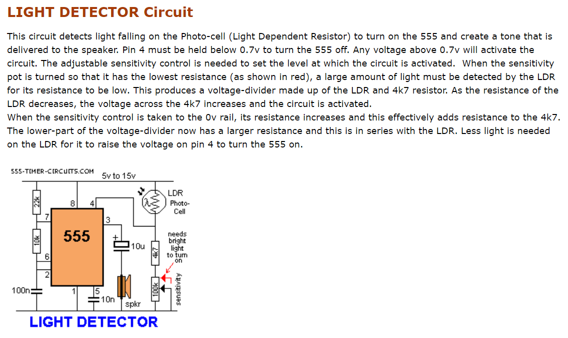 Solved LIGHT DETECTOR Circuit This circuit detects light | Chegg.com
