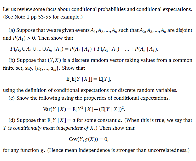 Solved Let us review some facts about conditional | Chegg.com