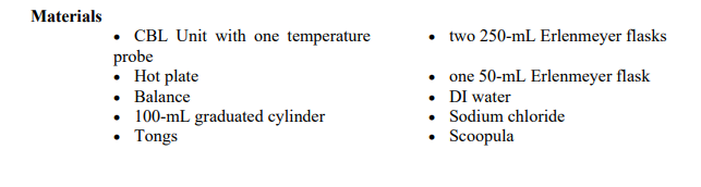Solved Materials - CBL Unit with one temperature - two | Chegg.com