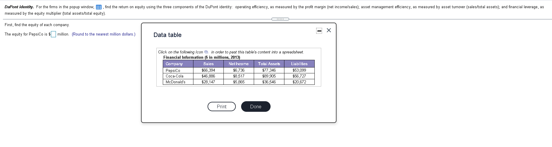 Solved DuPont identity. For the firms in the popup window, 5 | Chegg.com