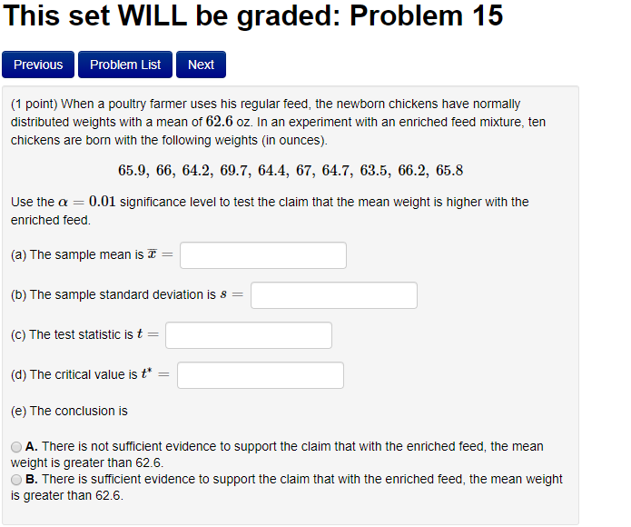 Solved This set WILL be graded: Problem 15 Previous Problem | Chegg.com