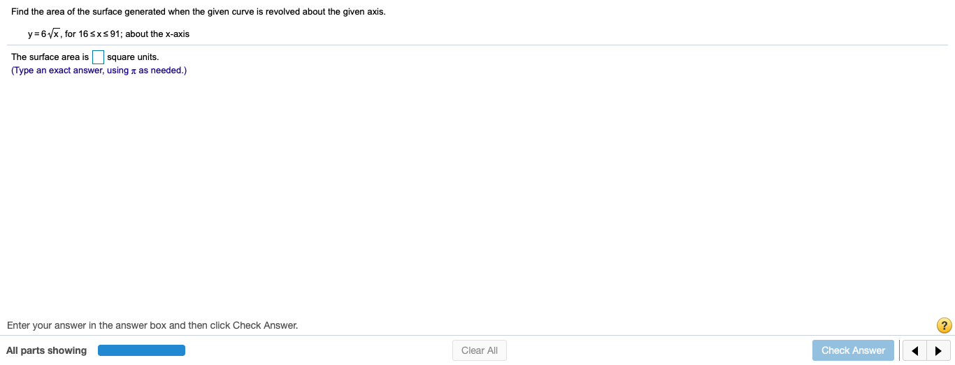 Solved Find the area of the surface generated when the given | Chegg.com