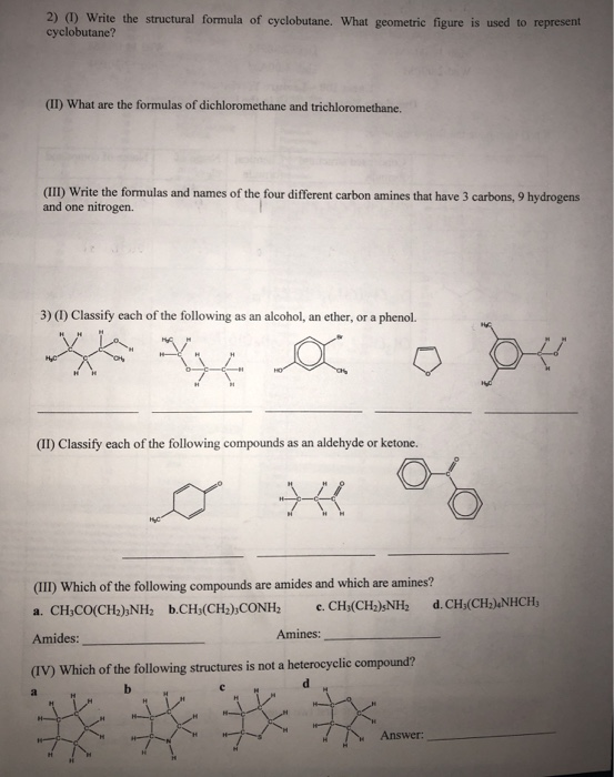 Solved 2) (I) Write the structural formula of cyclobutane. | Chegg.com