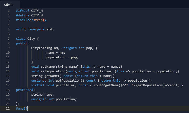 Solved Modify city.h from the previous lab according to the | Chegg.com