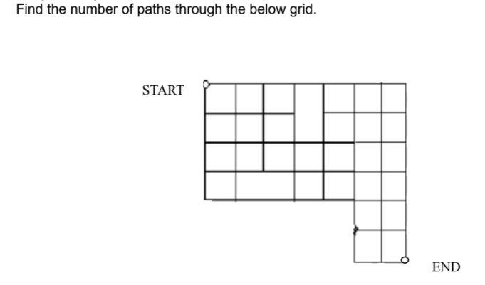 Solved Find the number of paths through the below grid.. | Chegg.com