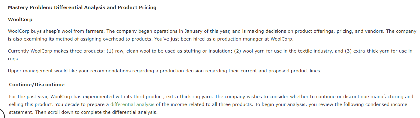 Solved Mastery Problem: Differential Analysis and Product | Chegg.com