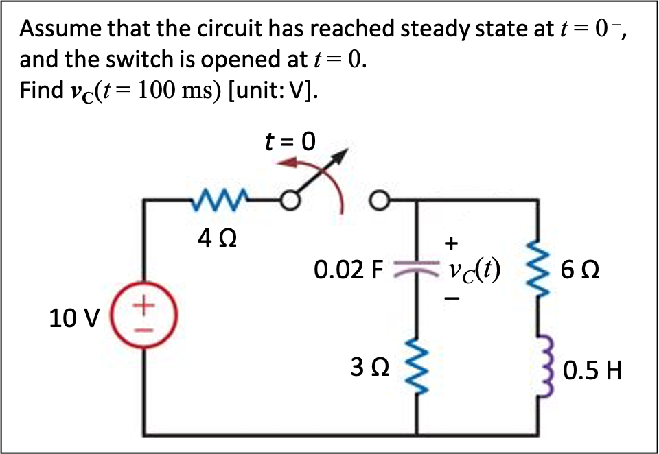 Solved Assume that the circuit has reached steady state at | Chegg.com