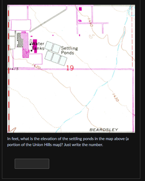 Solved In feet, what is the elevation of the settling ponds | Chegg.com
