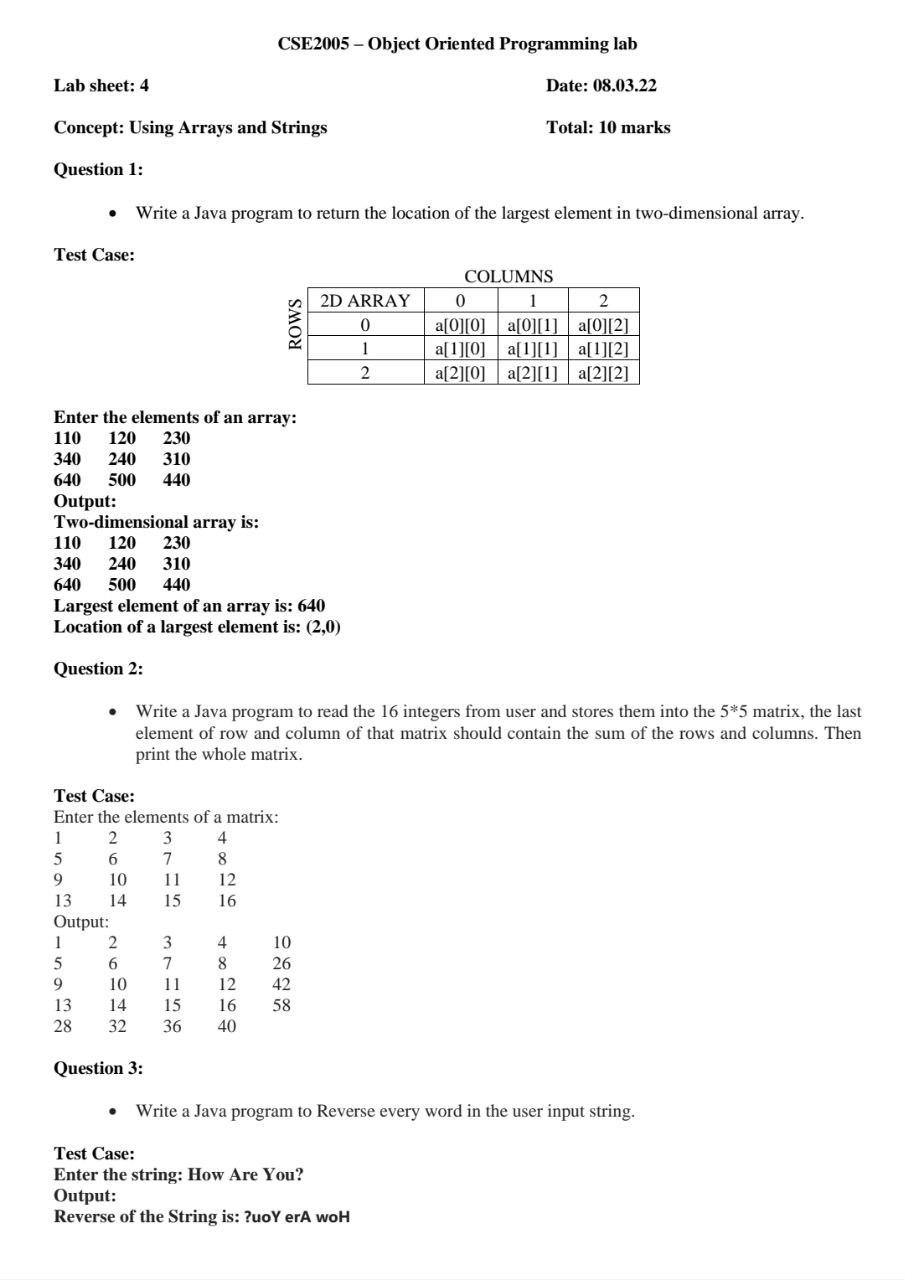 Solved Cse2005 Object Oriented Programming Lab Lab Sheet 8126