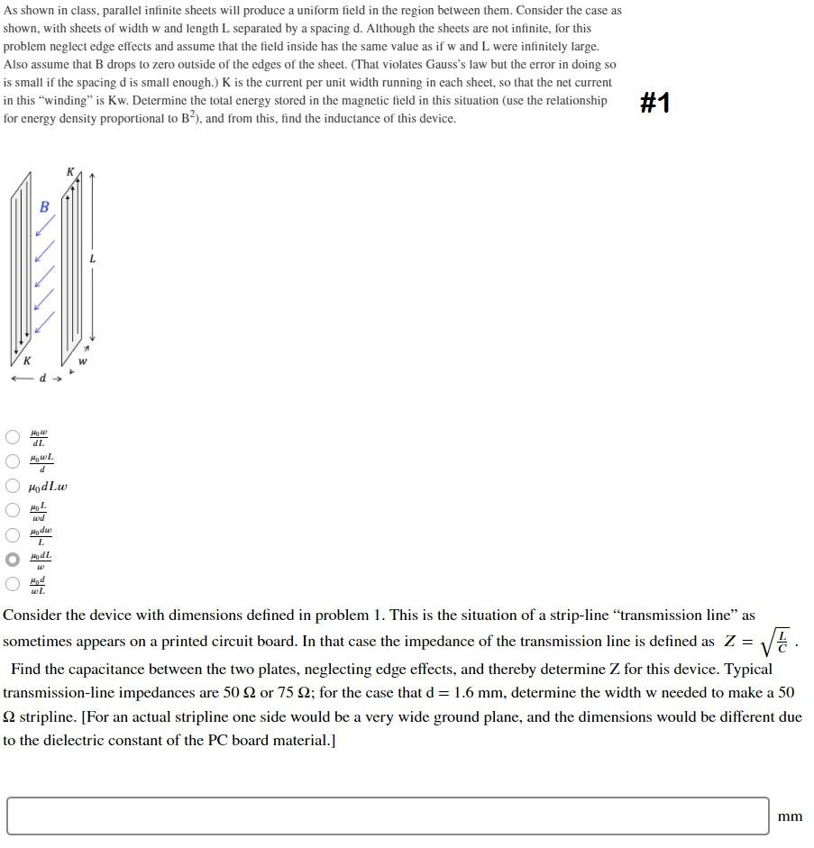 Solved As shown in class, parallel infinite sheets will | Chegg.com