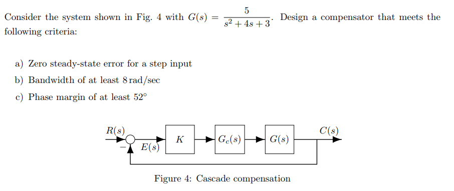 Solved Design a compensator that meets the Consider the | Chegg.com