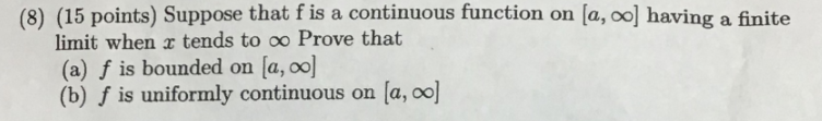 Solved (8) (15 points) Suppose that f is a continuous | Chegg.com