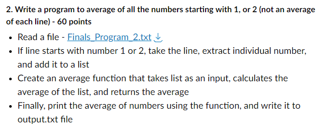 Solved Write a program to average of all the numbers | Chegg.com