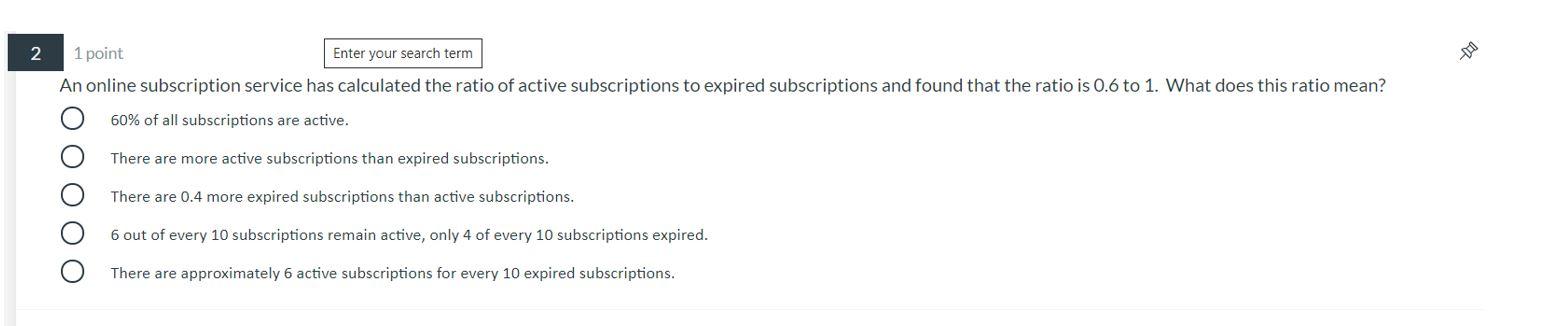 Solved 2 1 point Enter your search term An online | Chegg.com
