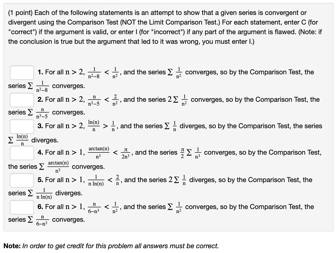 Solved (1 point) Each of the following statements is an | Chegg.com