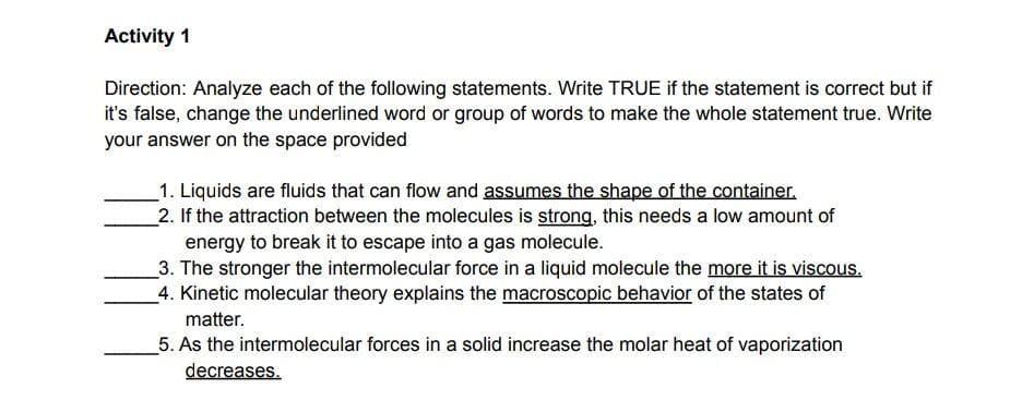 Solved Activity 1 Direction: Analyze each of the following | Chegg.com