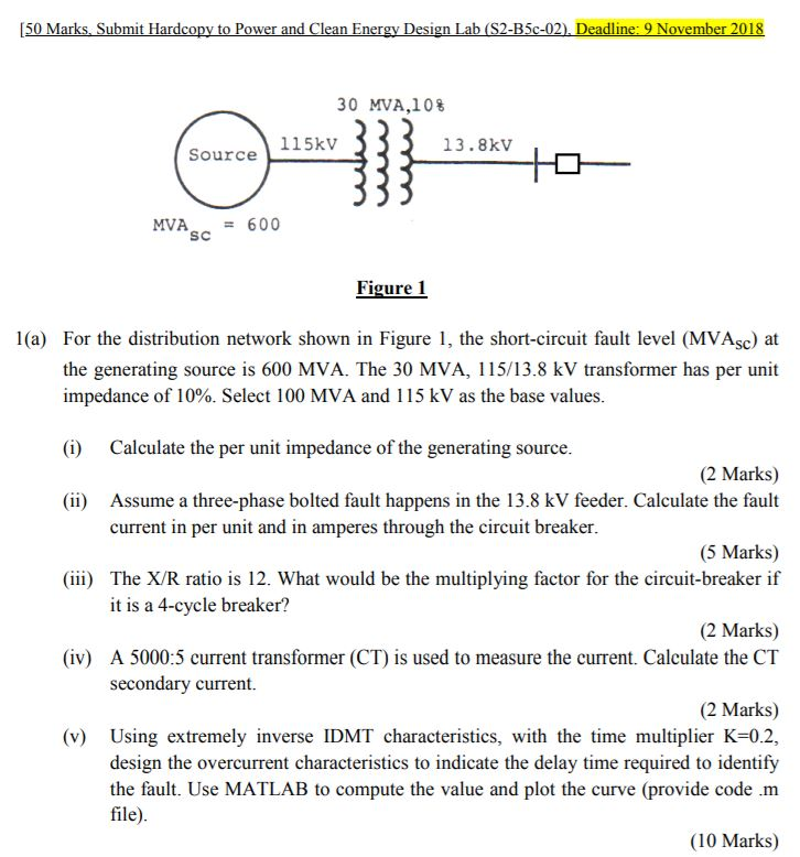 30 MVA,108 115kV 13.8kV Source MVA = 600 SC Figure | Chegg.com