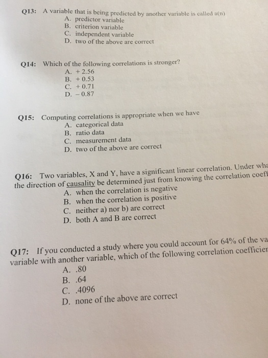 Solved A variable that is being predicted by another | Chegg.com