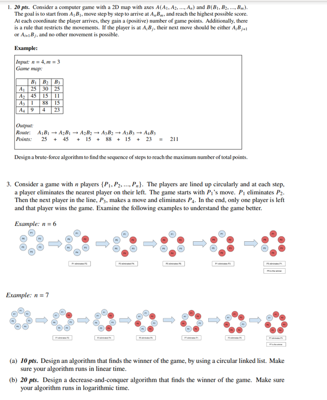 Solved 1. 20 pts. Consider a computer game with a 2D map | Chegg.com