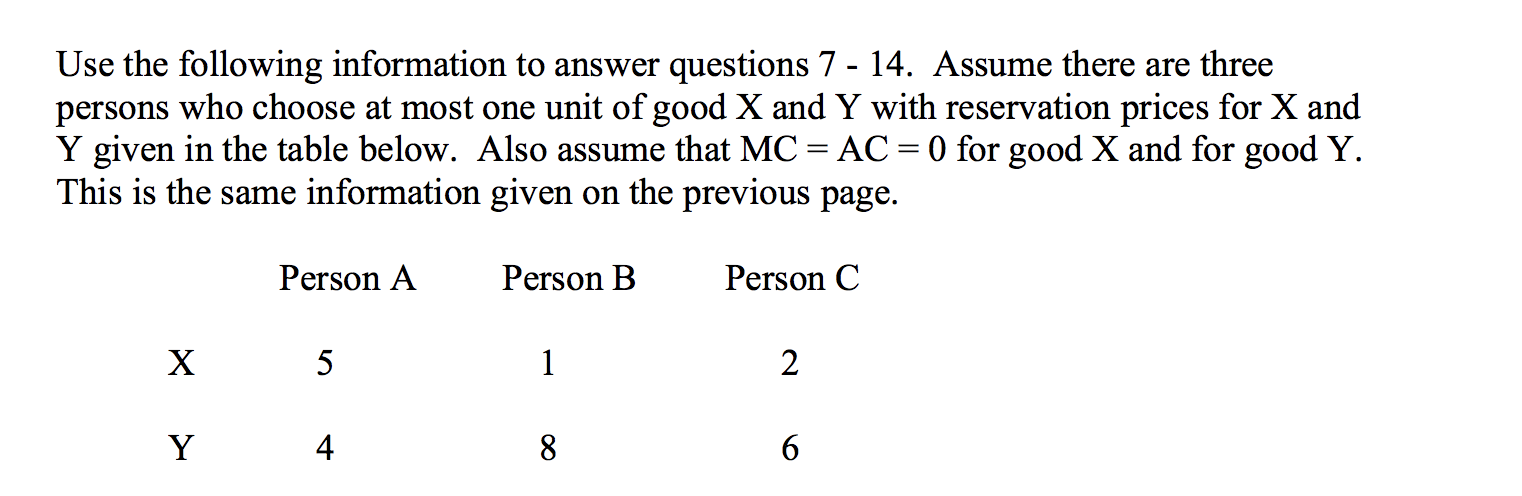 Use the following information to answer questions 7 - | Chegg.com