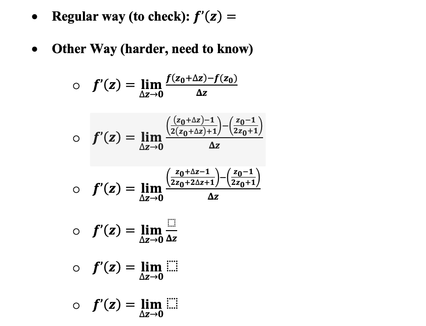 Solved 2.20.2 Use the rules for derivatives to compute f′(z) | Chegg.com