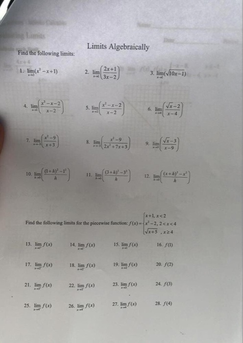 Solved Software-Infinite Calculus Evaluating Limits valuate | Chegg.com