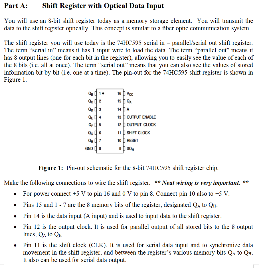 Part A: Shift Register with Optical Data Input You | Chegg.com