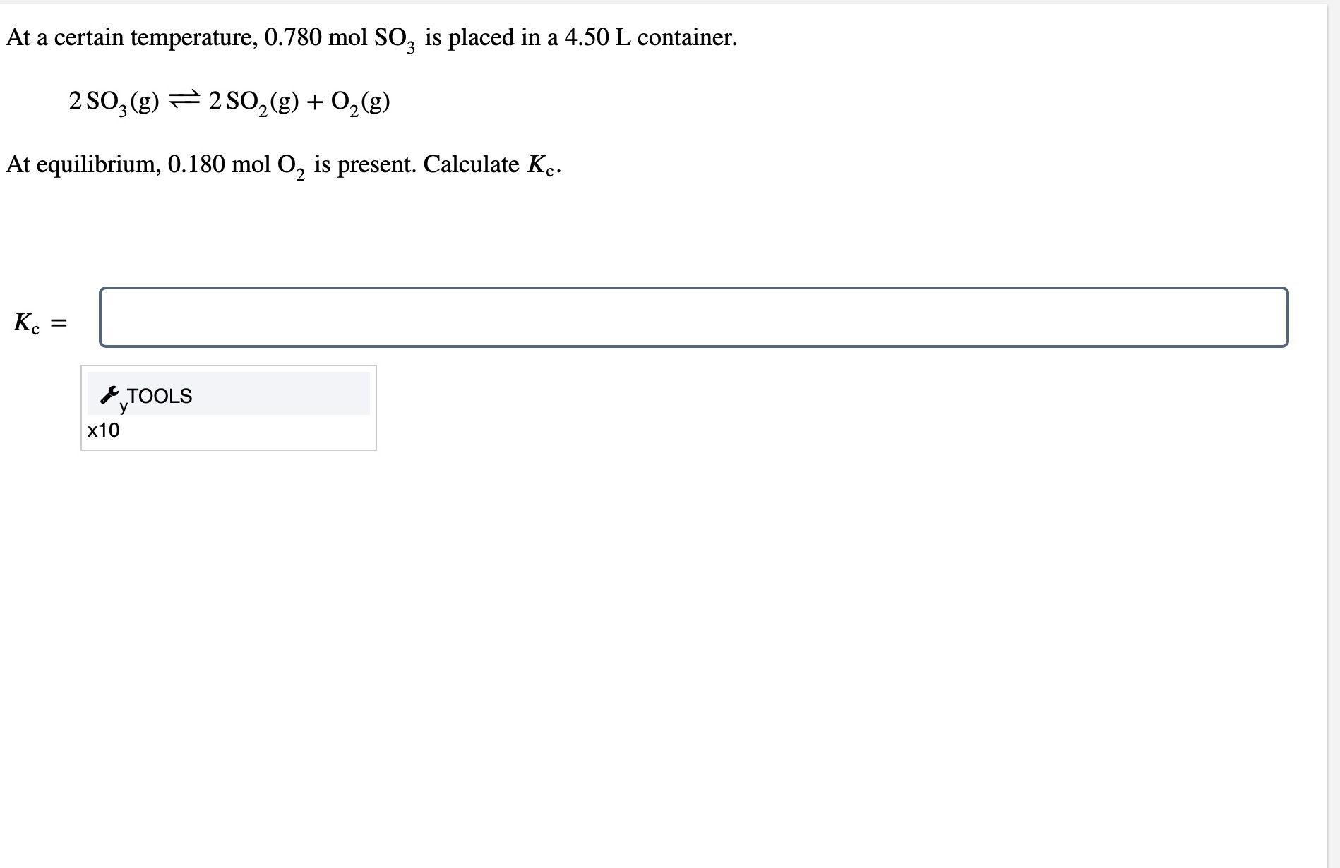 Solved At a certain temperature, 0.780molSO3 ﻿is placed in a | Chegg.com