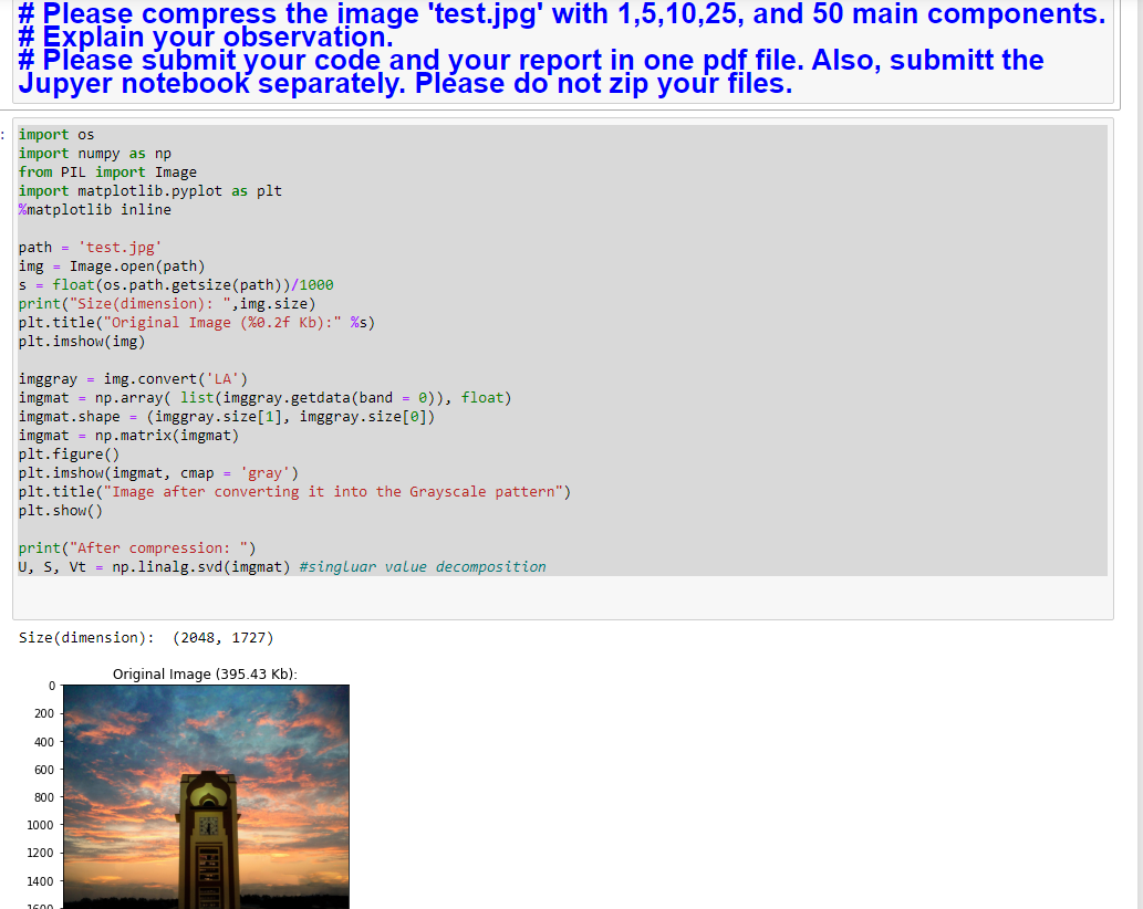 Solved Please compress the image 'test.jpg' with 1,5,10,25, | Chegg.com
