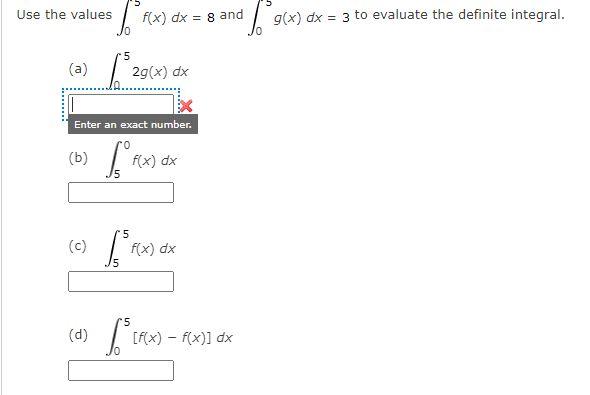 Solved Use the values ∫03f(x)dx=8 and ∫03g(x)dx=3 to | Chegg.com