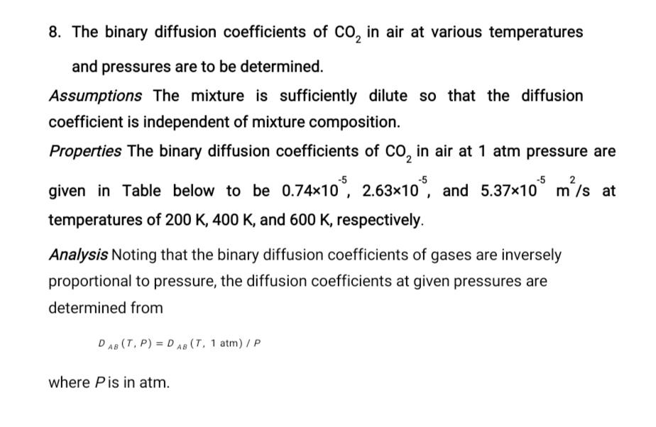 Solved 8. The binary diffusion coefficients of co, in air at | Chegg.com
