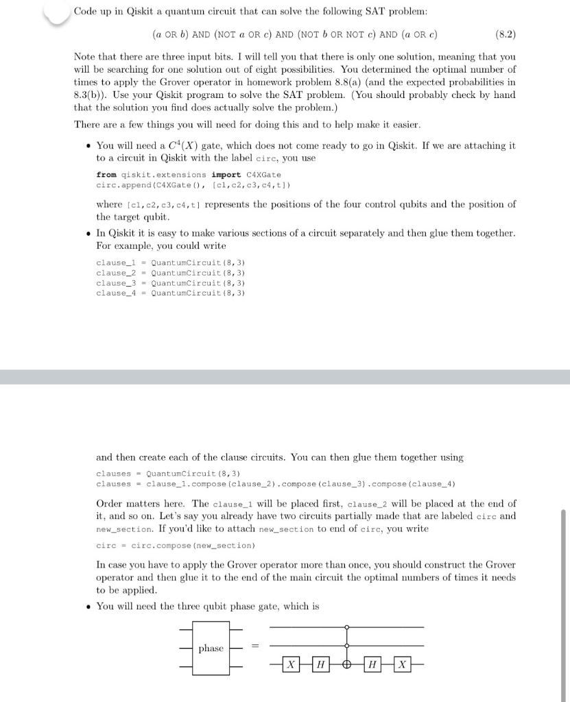 Code up in Qiskit a quantum circuit that can solve | Chegg.com