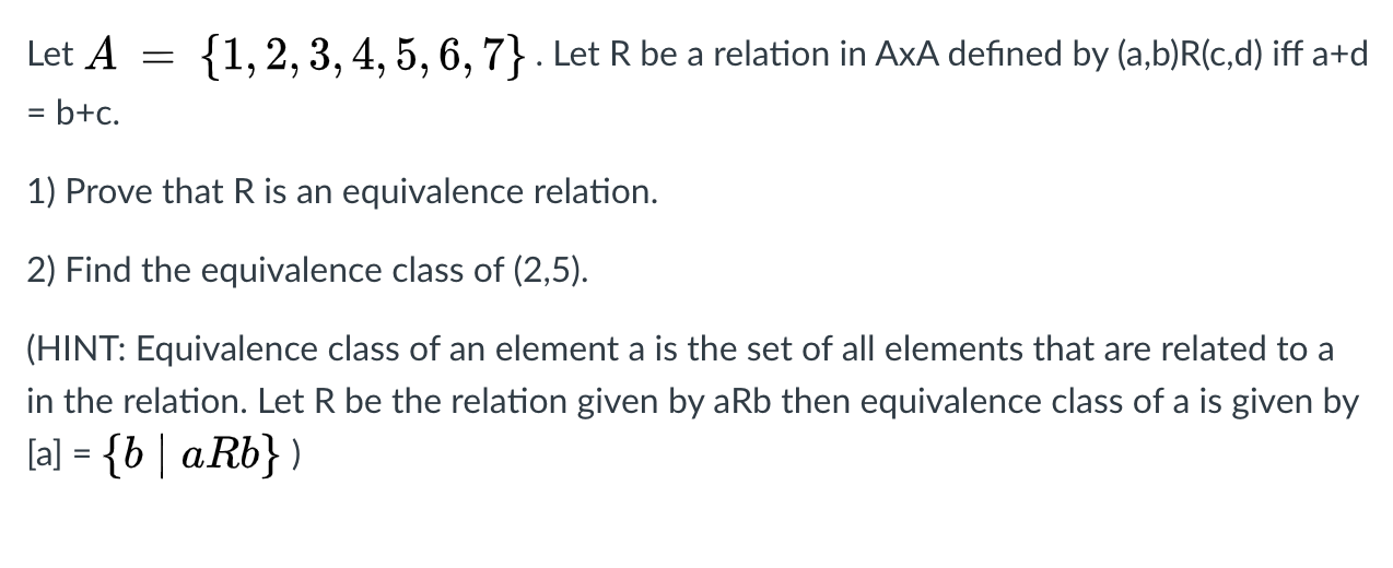 Solved Let A 1 2 3 4 5 6 7 Let R Be A Relation In AxA Chegg