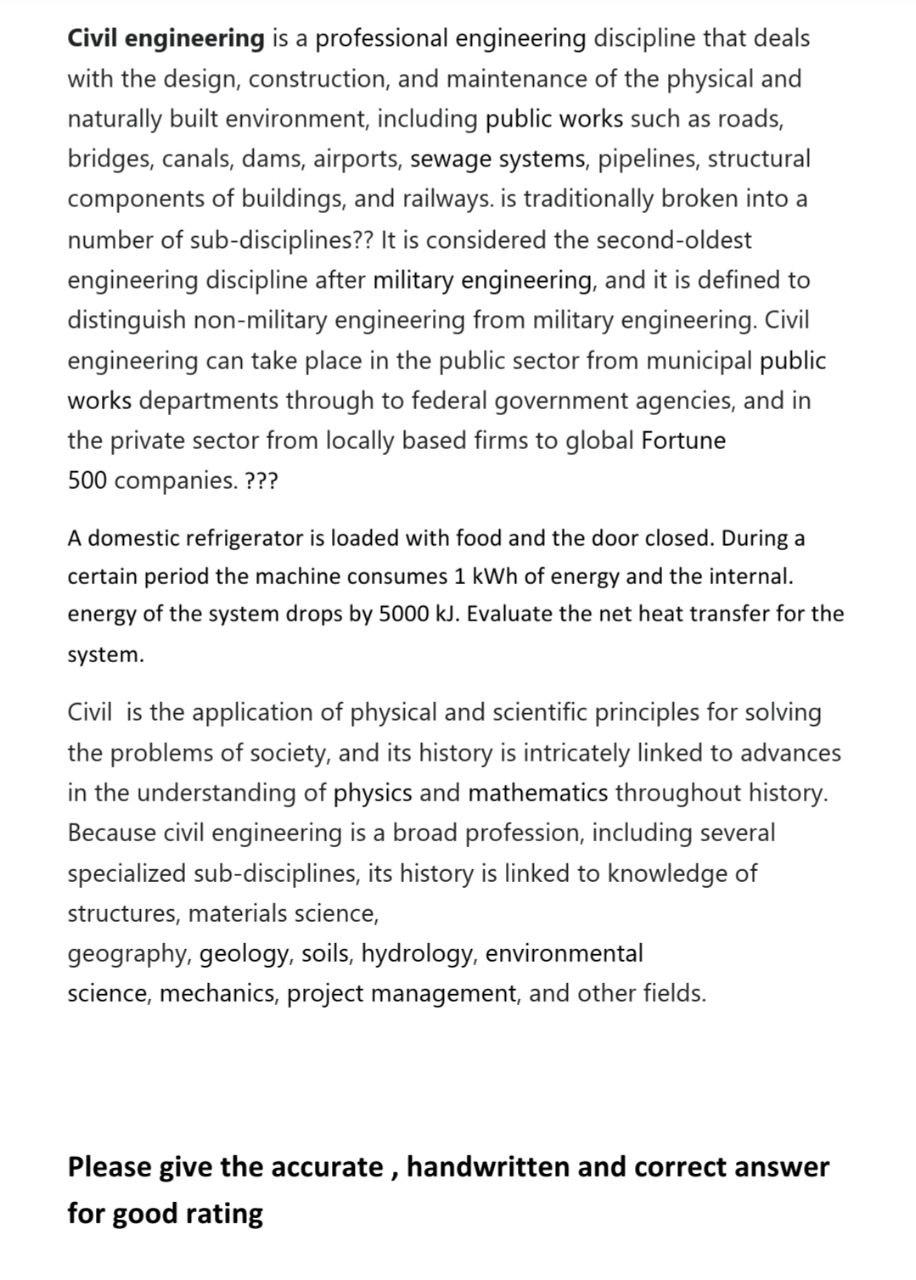 Solved Civil engineering is a professional engineering | Chegg.com