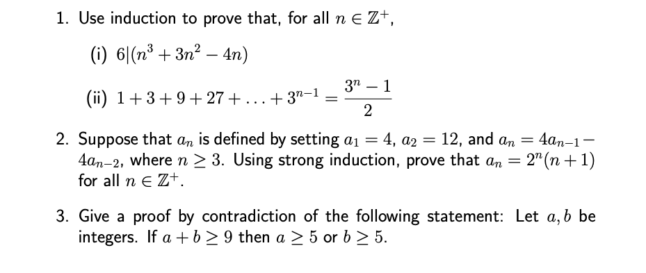 Solved 1. Use induction to prove that, for all \\( n \\in | Chegg.com