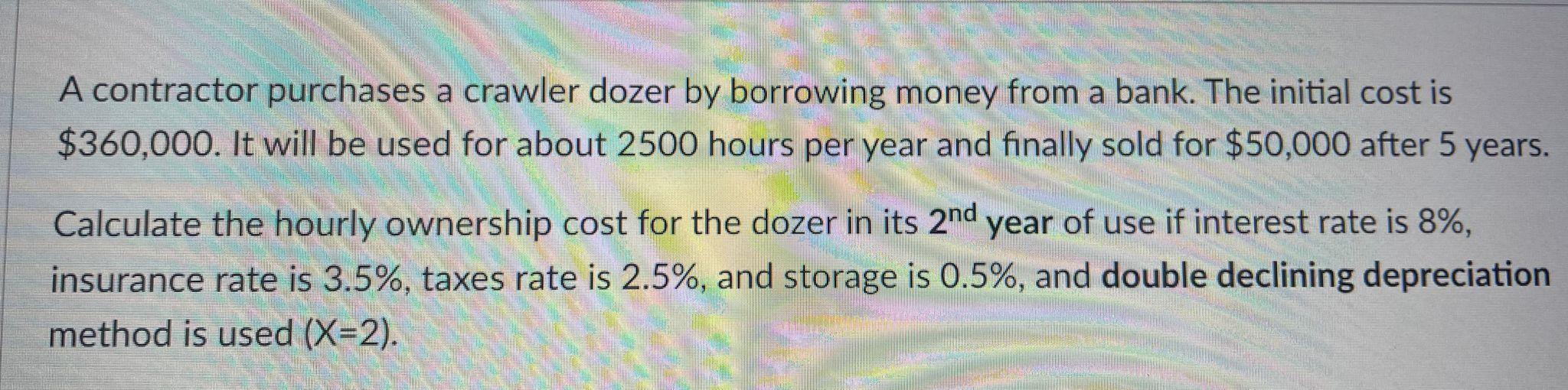 Solved A contractor purchases a crawler dozer by borrowing | Chegg.com
