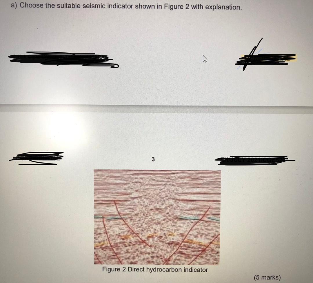 Solved a) Choose the suitable seismic indicator shown in | Chegg.com
