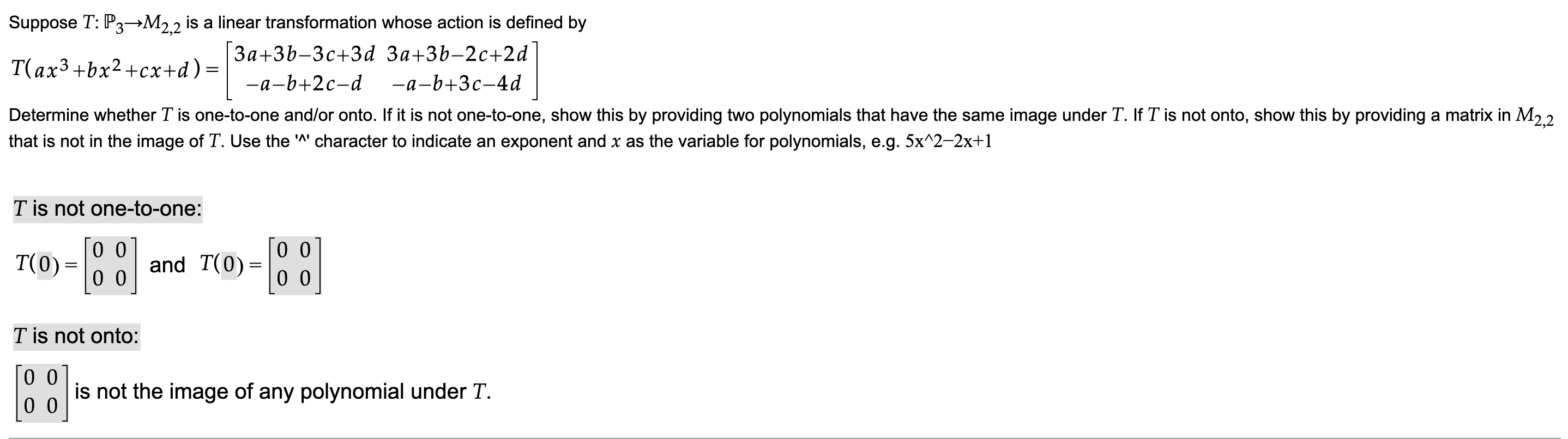 Solved Suppose T: P3-M2,2 is a linear transformation whose | Chegg.com