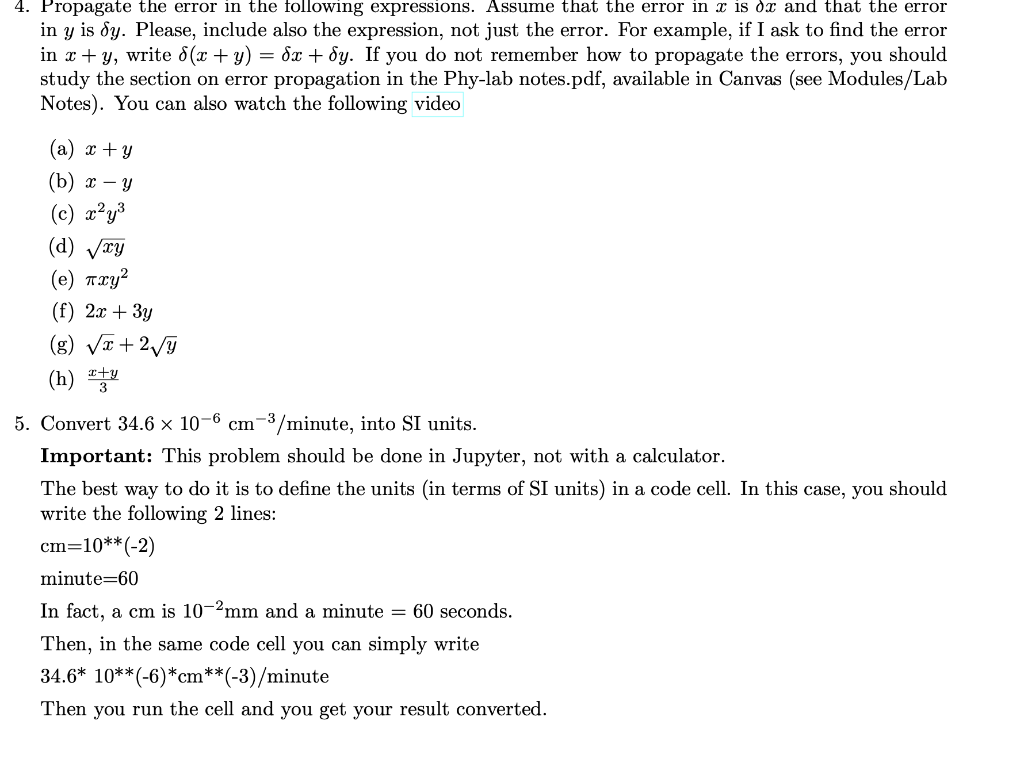 Solved 4. Propagate the error in the following expressions. | Chegg.com