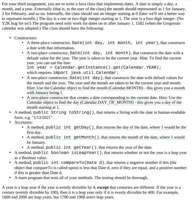 Solved For your third assignment, you are to write a Java | Chegg.com