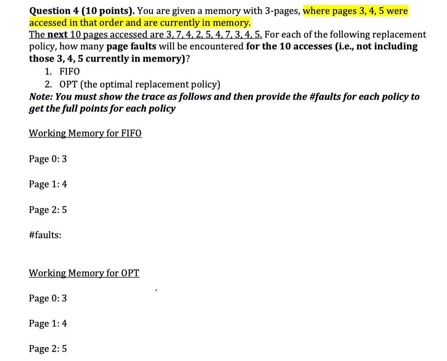 Solved Question 4 (10 points). You are given a memory with | Chegg.com