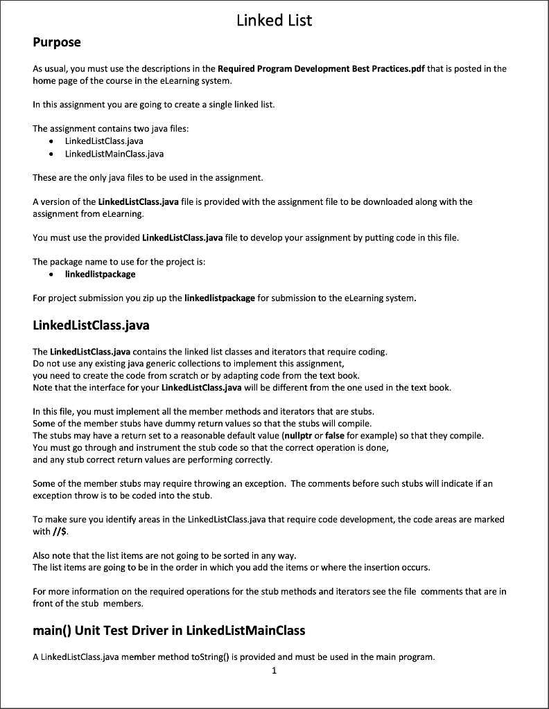 JAVA ive provided the LinkedListClass file Wherever | Chegg.com