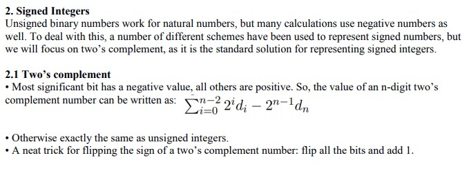 2. Signed Integers Unsigned binary numbers work for | Chegg.com