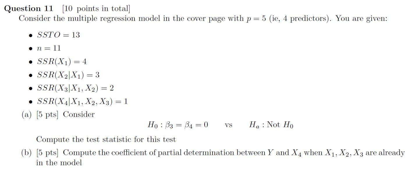 Solved Question 11 (10 points in total] Consider the | Chegg.com